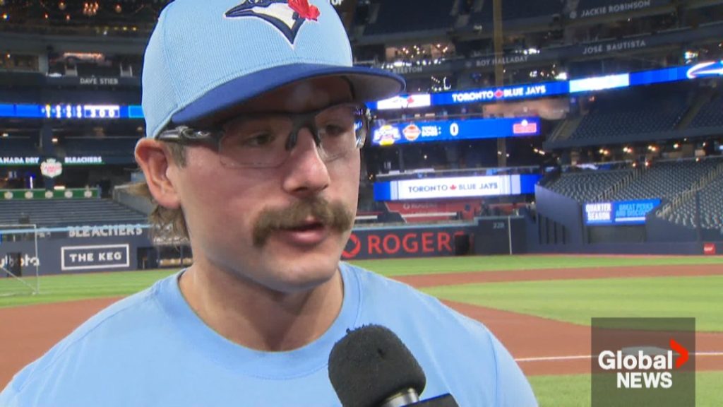 Jays' pitcher gains viral attention after collision with Athletics ...